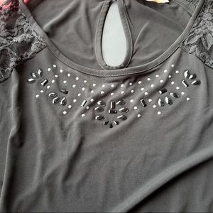 Belldini | Tops | Belldini Lace Sleeve Black Tunic 2x | Poshmark